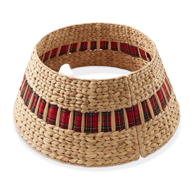 24-Inch Water Hyacinth Christmas Tree Collar, Woven Farmhouse Tree Base ...