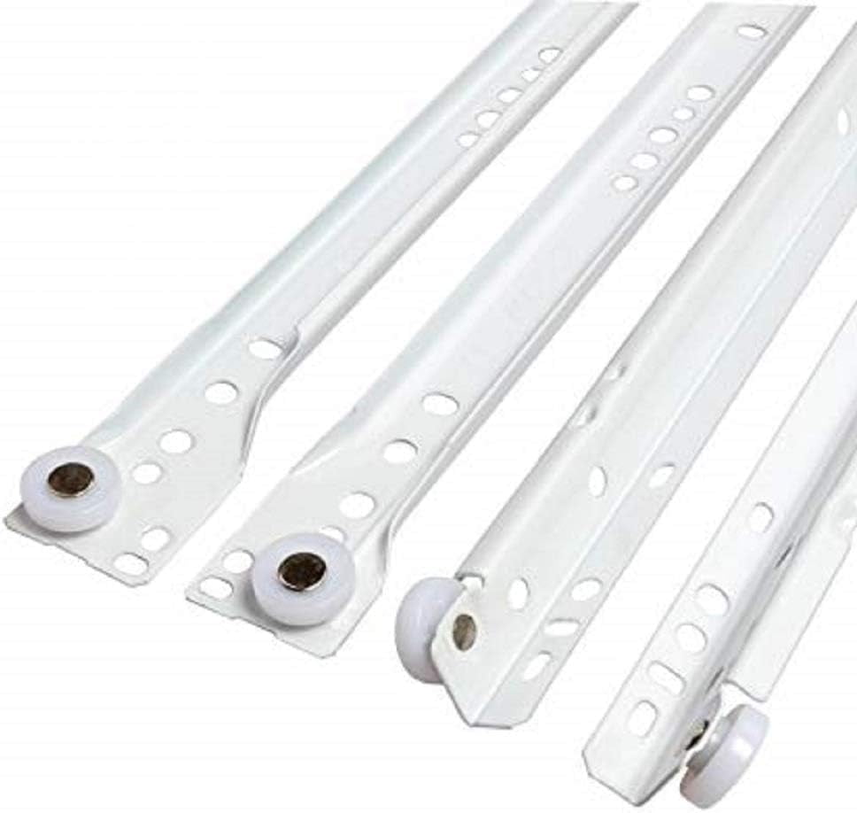 24 Inch White Euro Slides Pack of 4 , Double Stopper, Functional ...