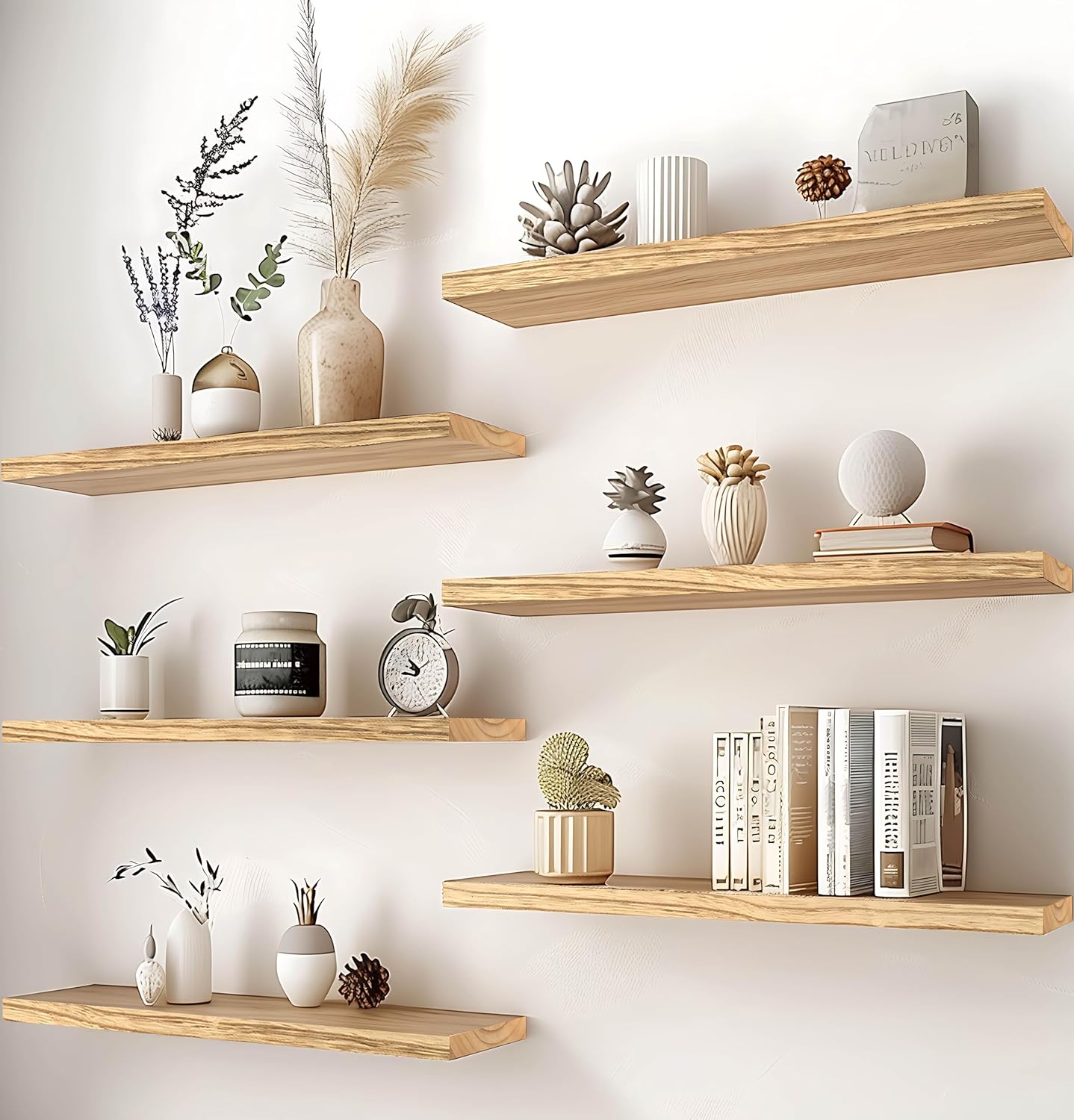 24 Inch Wood Floating Shelves for Wall, Wooden Wall Shelves for Bedroom ...