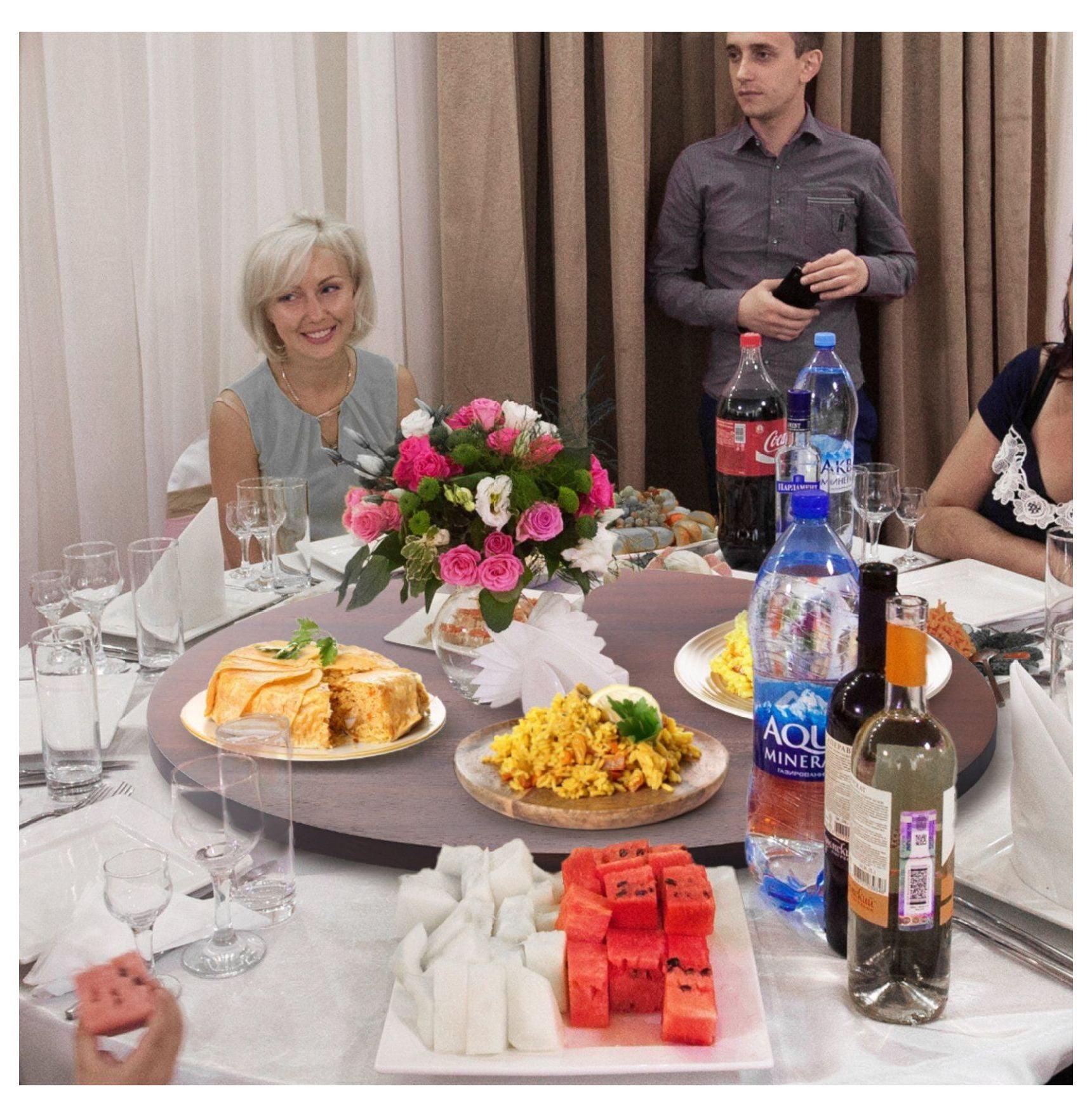 24 Inch Wood Lazy Susan, 360° Rotating Tray, Round Dining Table ...