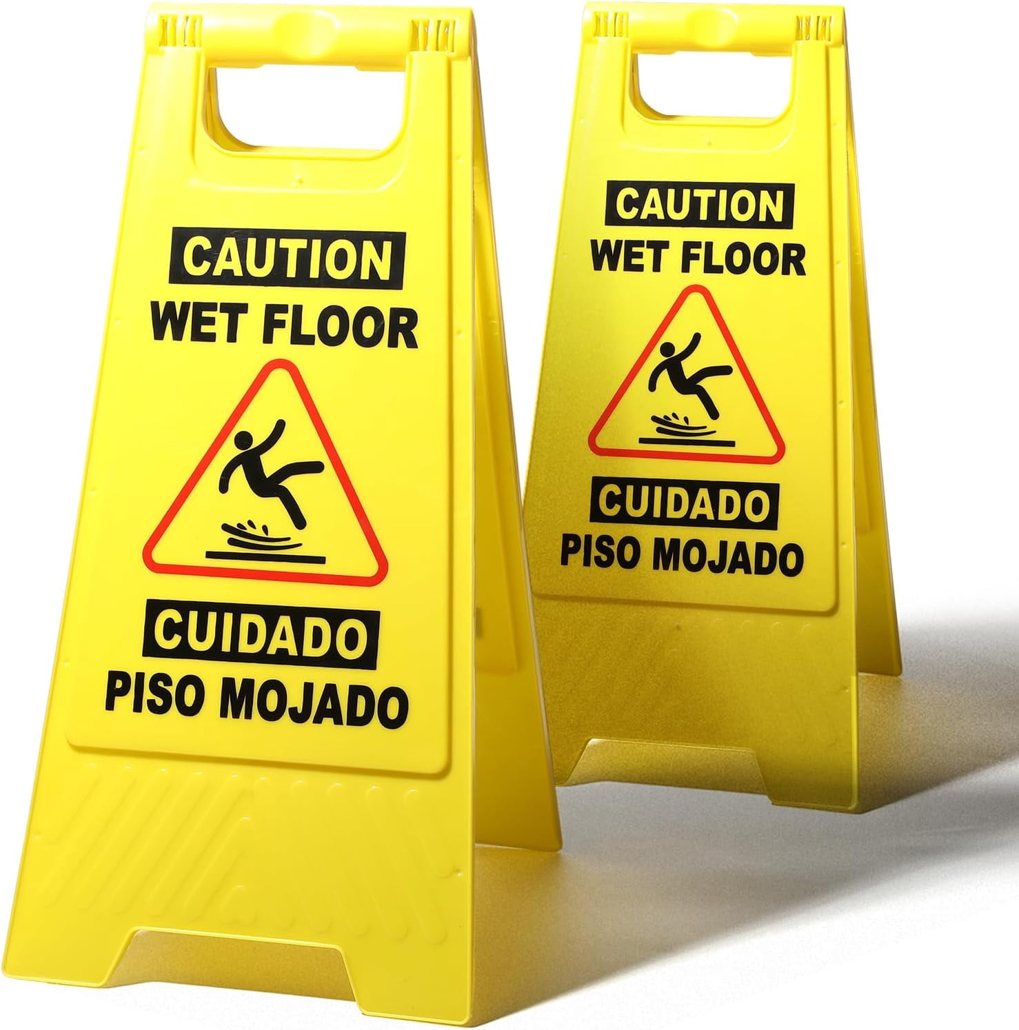 Gold Wet Floor Sign 10-Pack Bilingual 24 Inch OSHA Compliant A-Frame ...