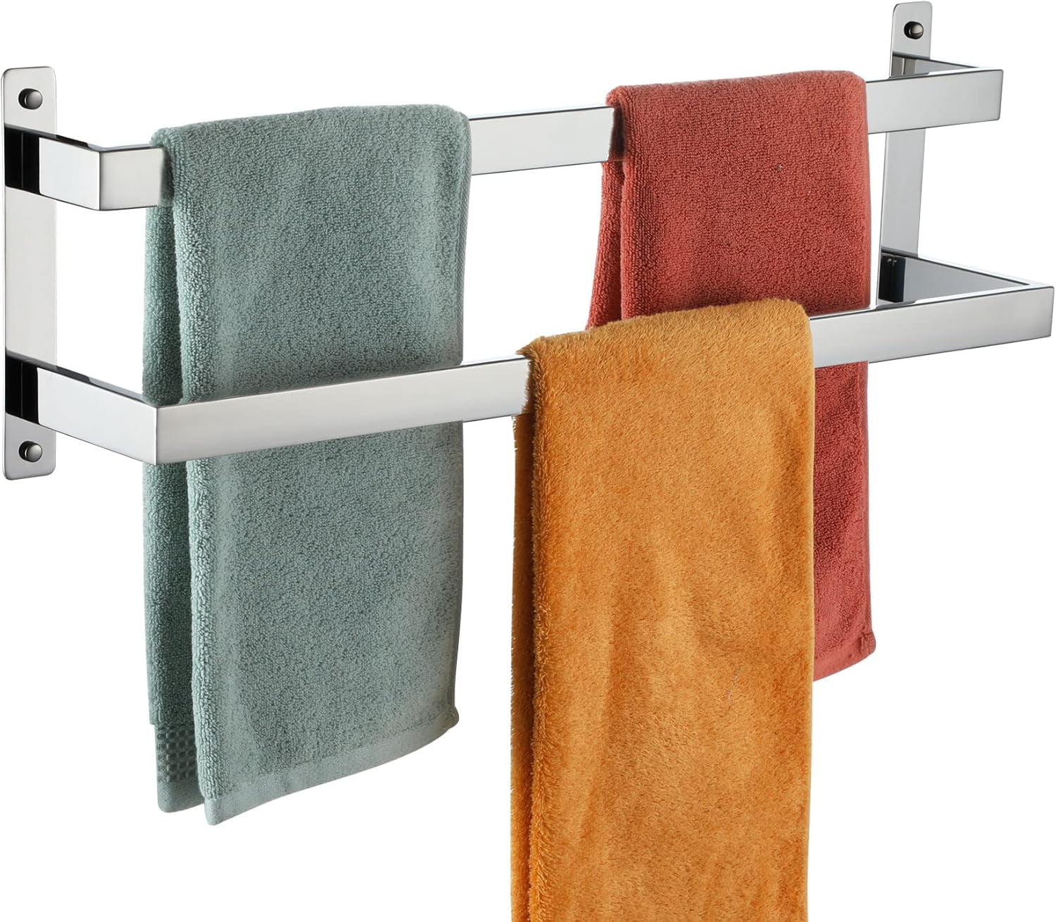 24 Inches Chrome Bathroom Towel Bars 2-Tiers Ladder Rack Polished ...