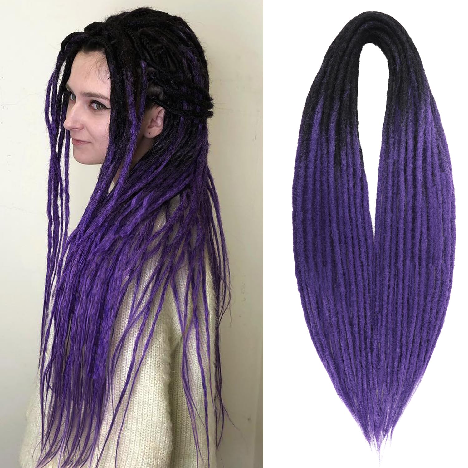 24 Inches Double Ended Dreadlock Extensions Straight Synthetic ...