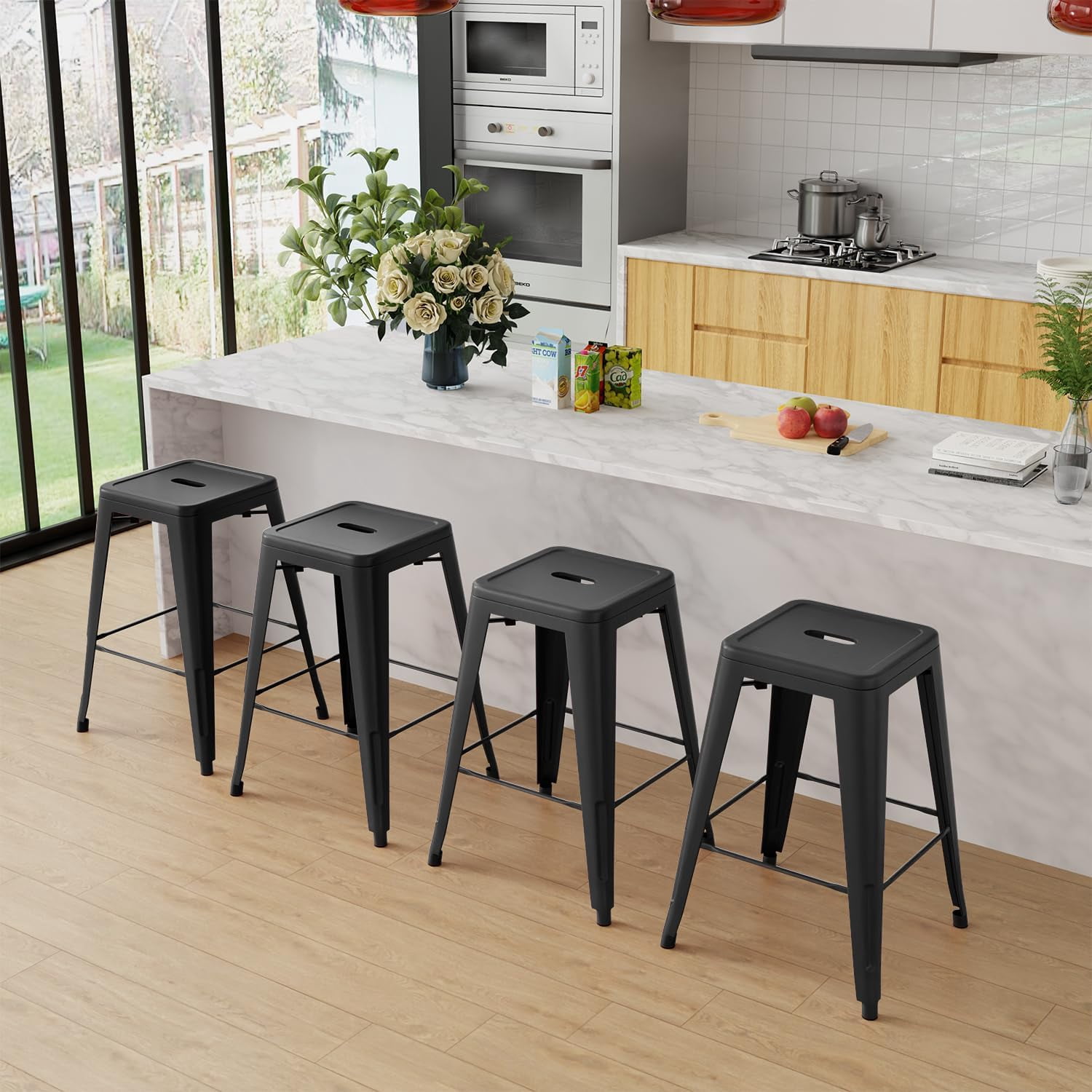 24 Inches Metal Bar Stools Outdoor Stools Bar Height High Backless ...