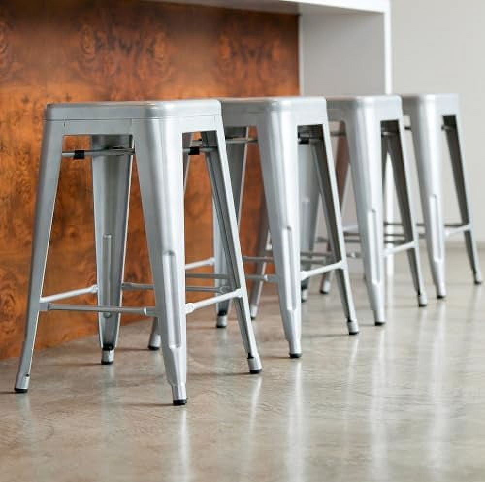 24 Inches Metal Barstool Set of 4 – Counter Height Backless Bar Stool ...