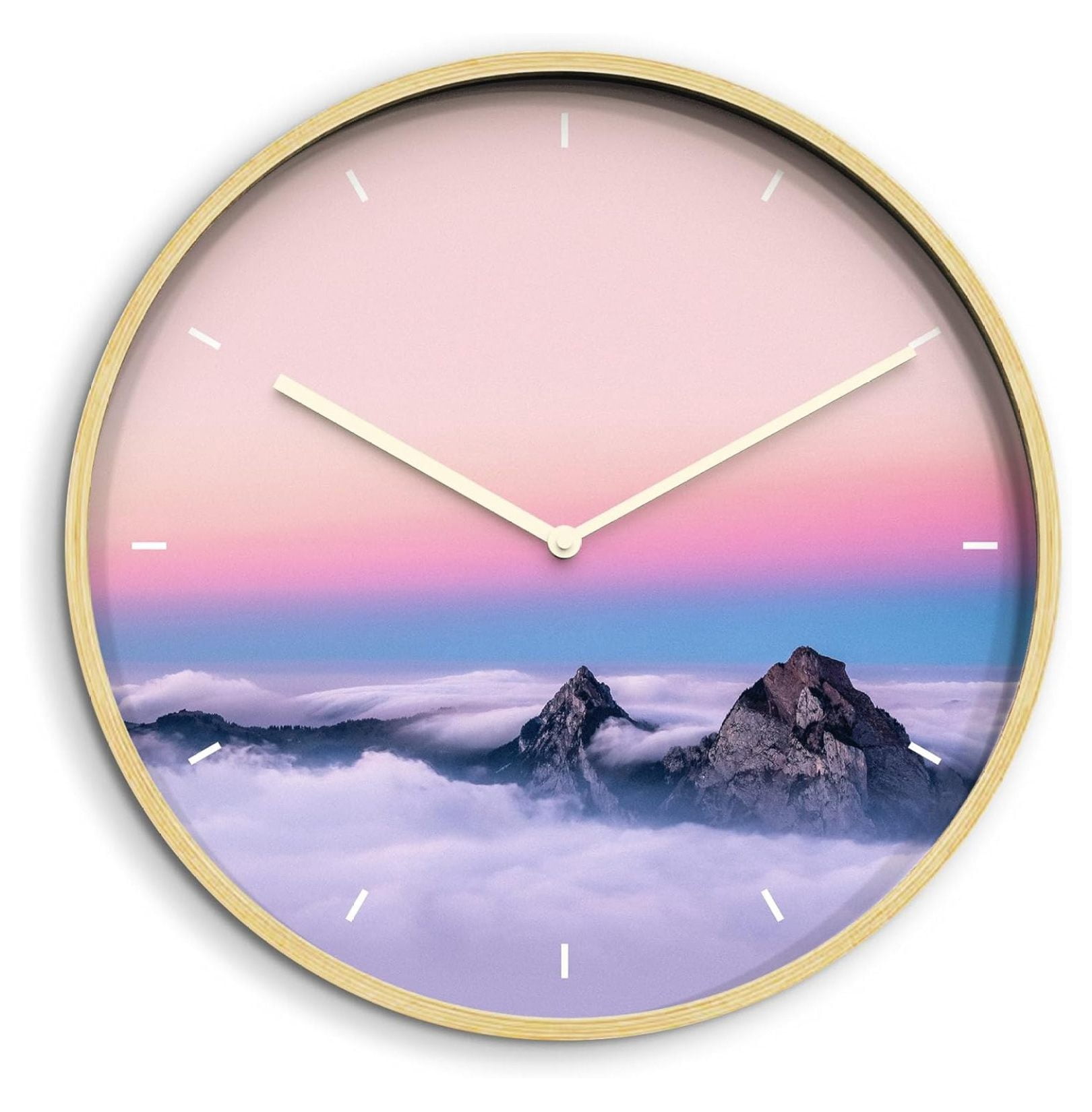 24 Inches Round Wooden Wall Clock Silent Battery Operated, Home ...