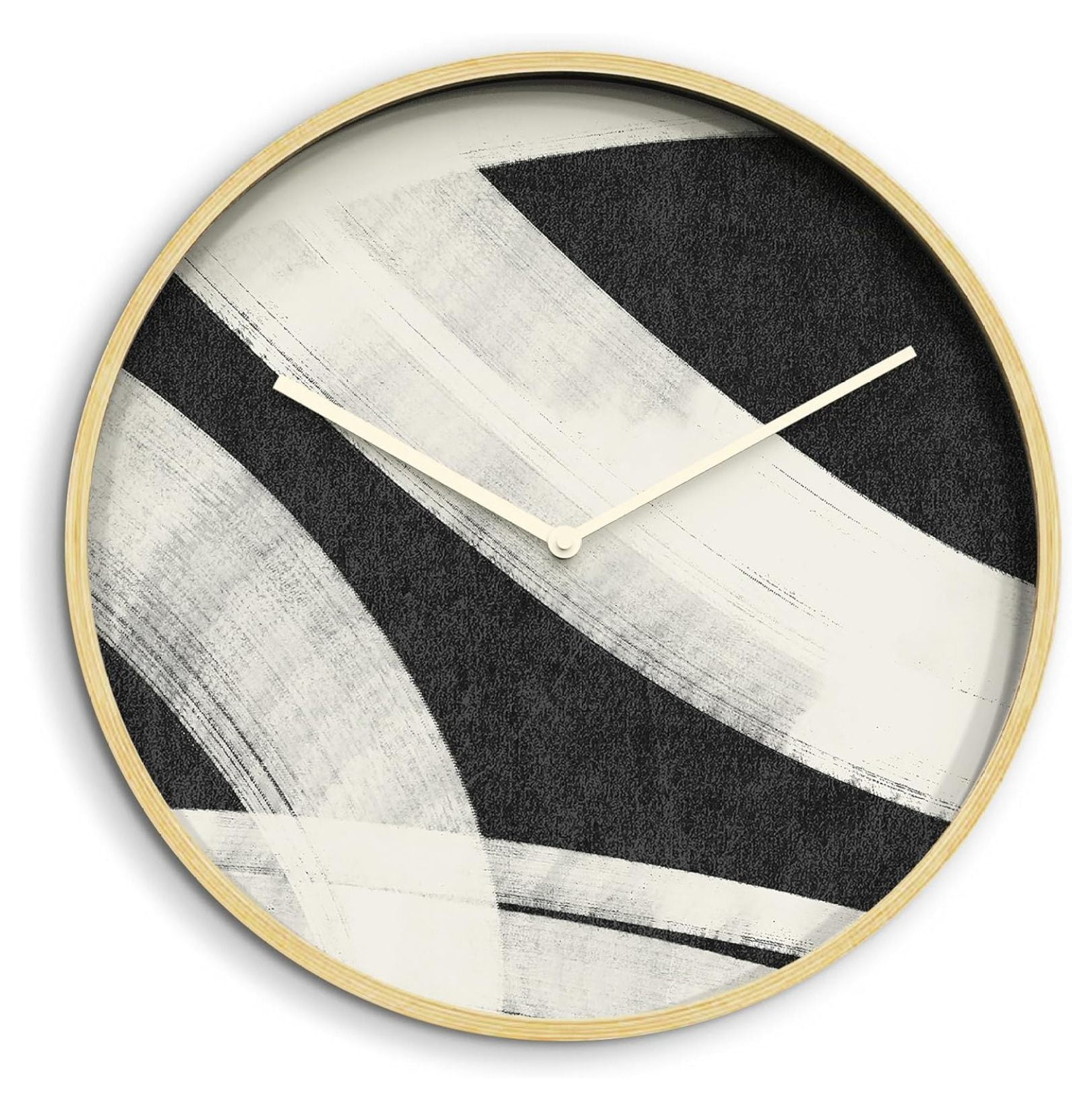 24 Inches Round Wooden Wall Clock Silent Battery Operated, Home ...