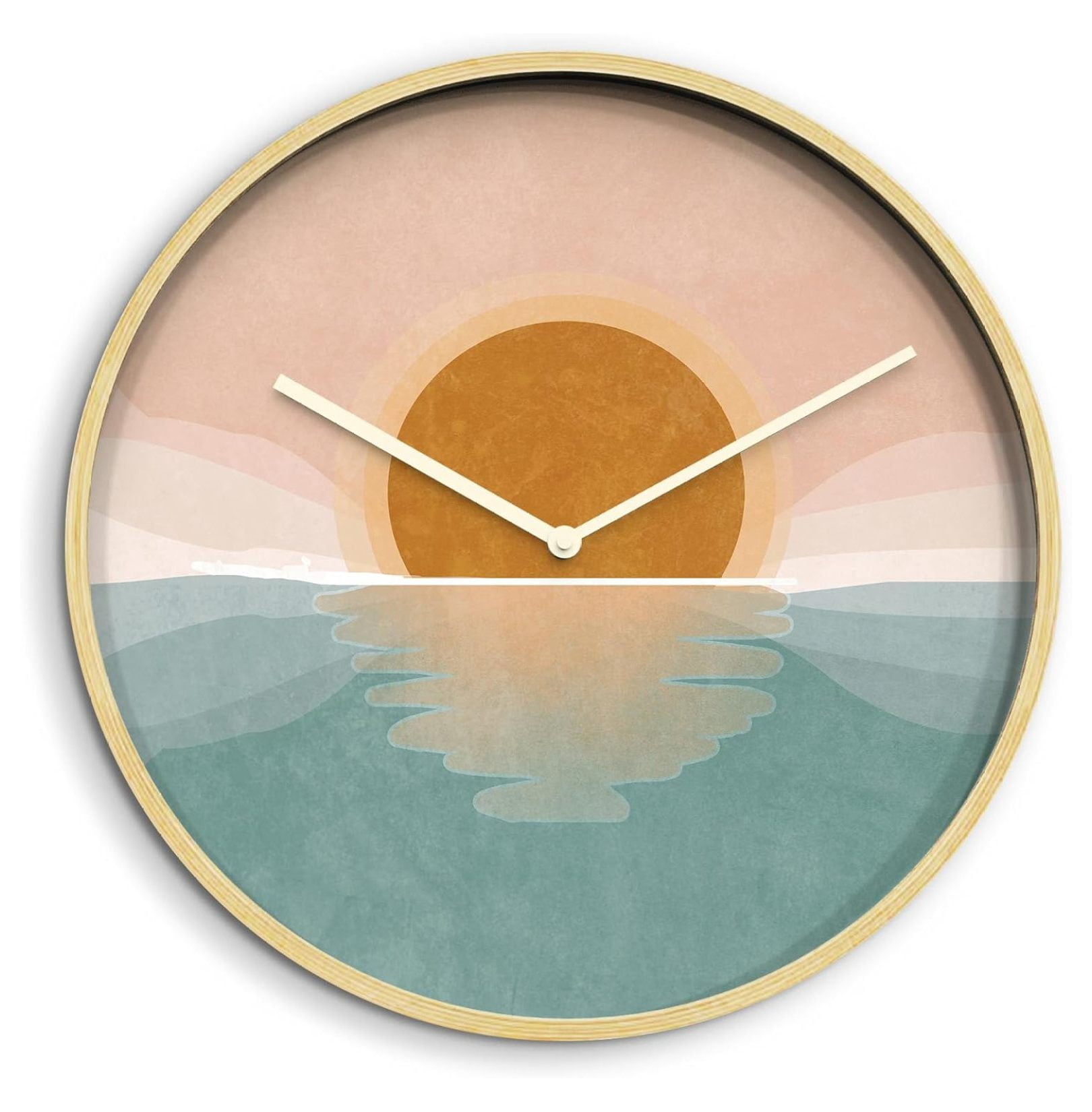 24 Inches Round Wooden Wall Clock Silent Battery Operated, Home ...