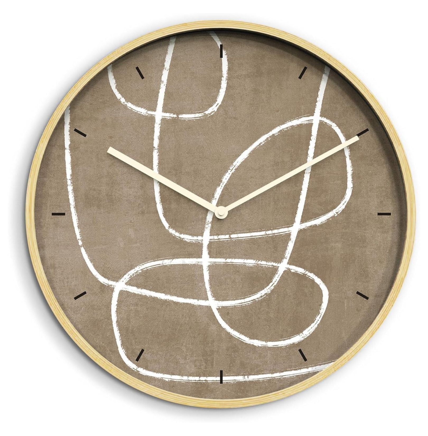 24 Inches Round Wooden Wall Clock Silent Battery Operated, Home ...