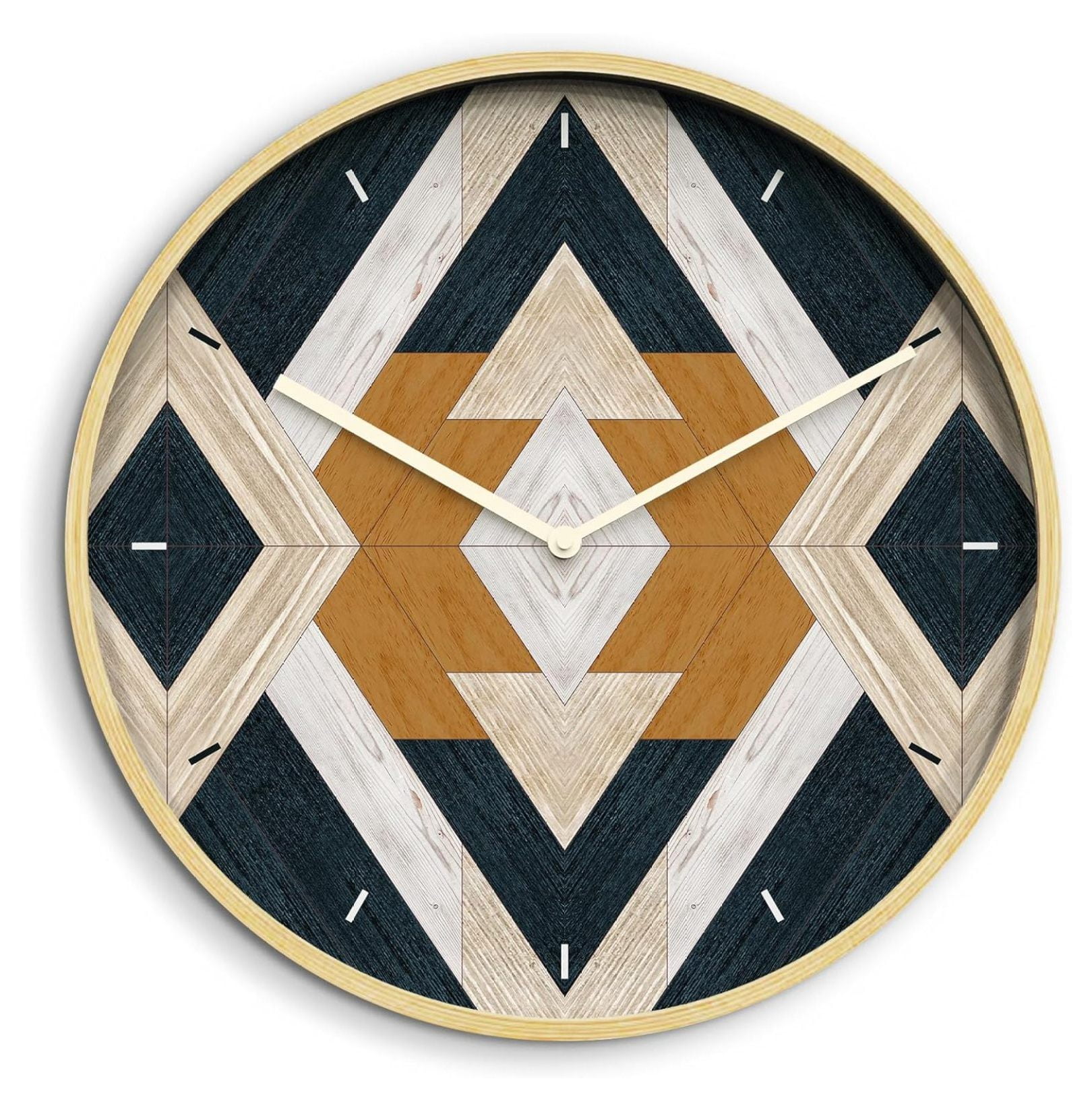 24 Inches Round Wooden Wall Clock Silent Battery Operated, Home ...