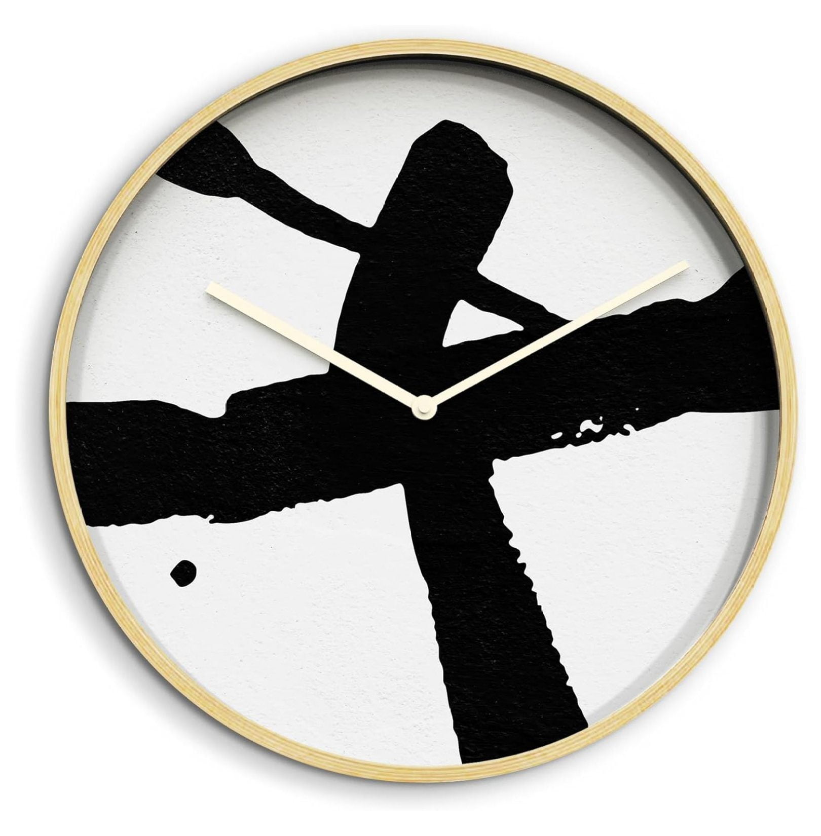 24 Inches Round Wooden Wall Clock Silent Battery Operated, Home ...