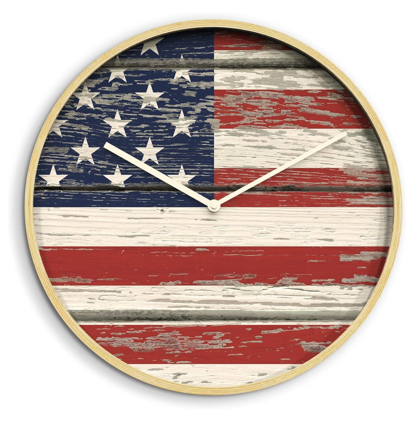 24 Inches Round Wooden Wall Clock Silent Battery Operated, Home ...