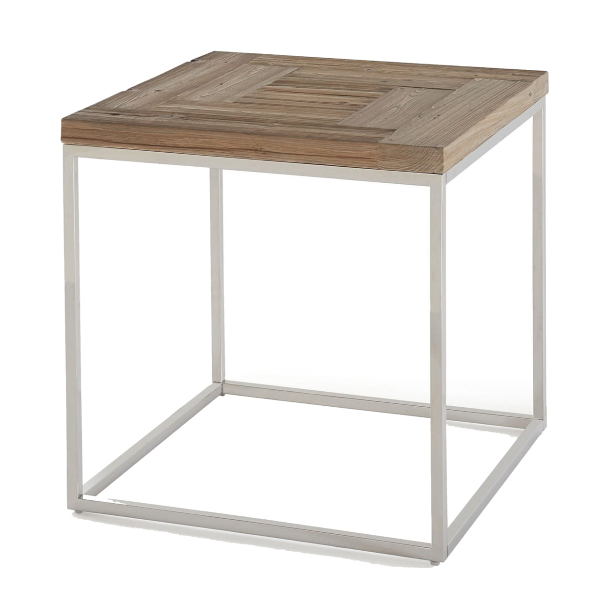 24 Inches Wooden Top End Table with Metal Base, Brown and Silver ...