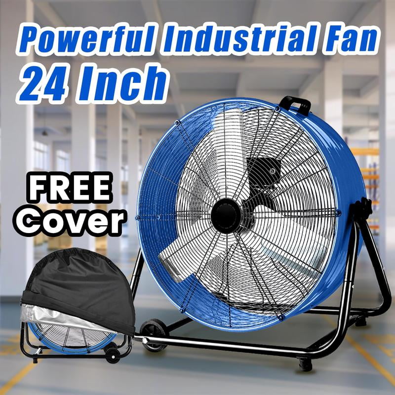 24" Industrial Drum Fan – 8100 CFM, 3-Speed Heavy Duty for Warehouse ...