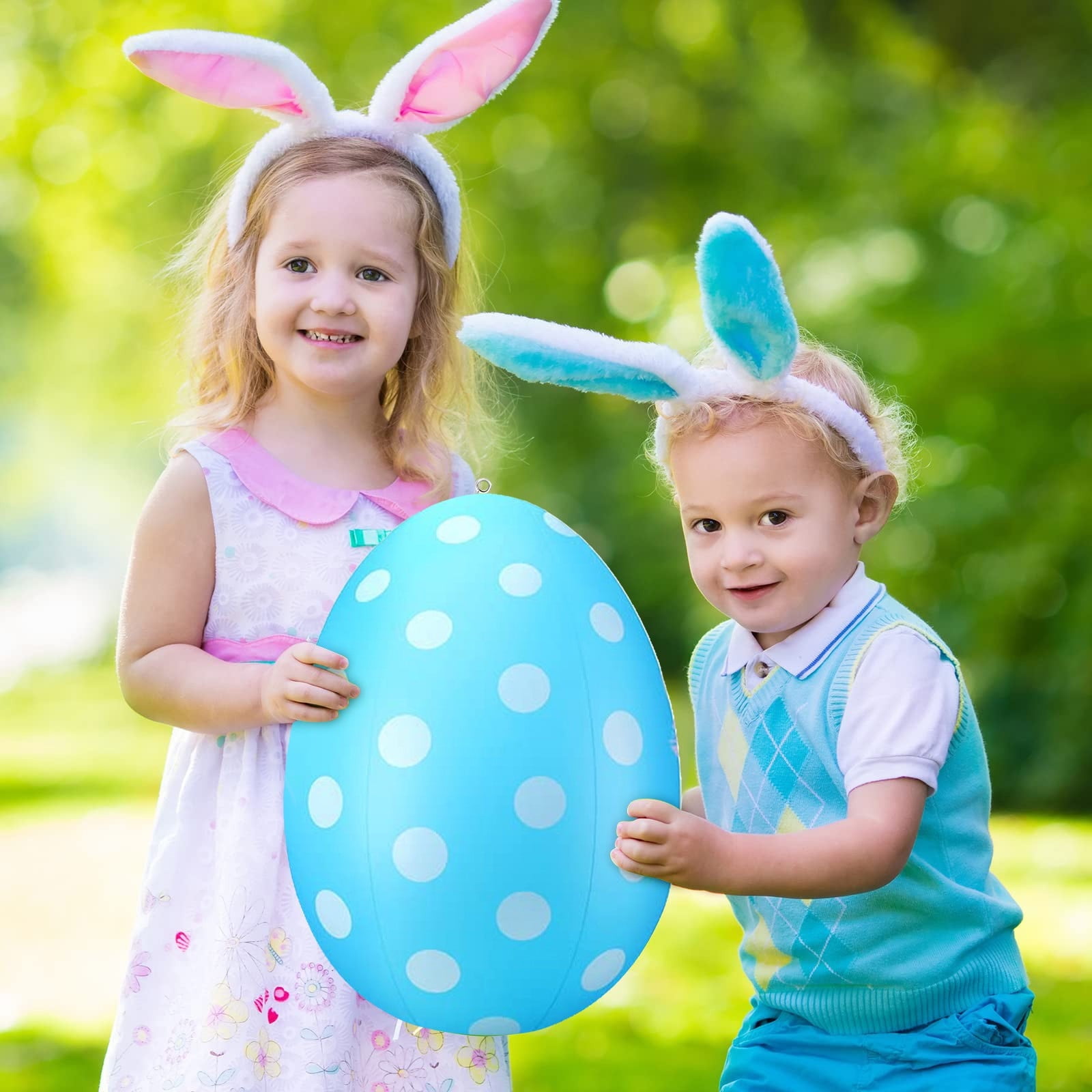 24" Inflatable Easter Eggs 2 Pack Outdoor Yard Decorations Hanging Eggs ...