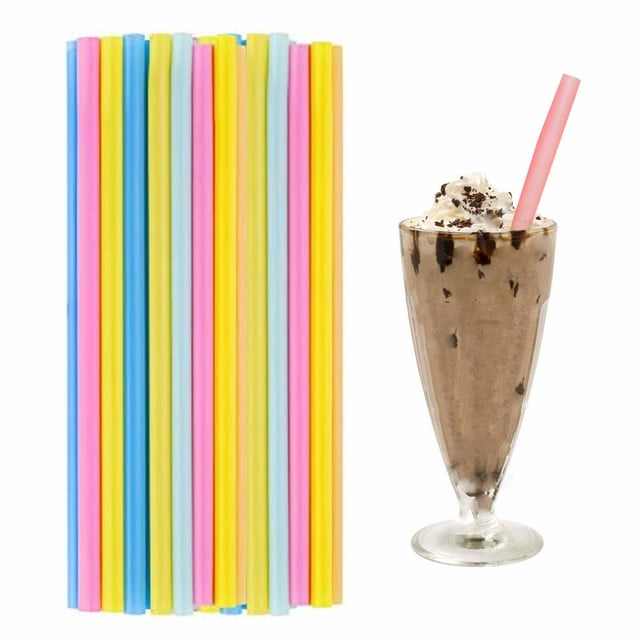 24 Jumbo Wide Neon Drinking Straws Milkshake Smoothie Plastic Home Bar