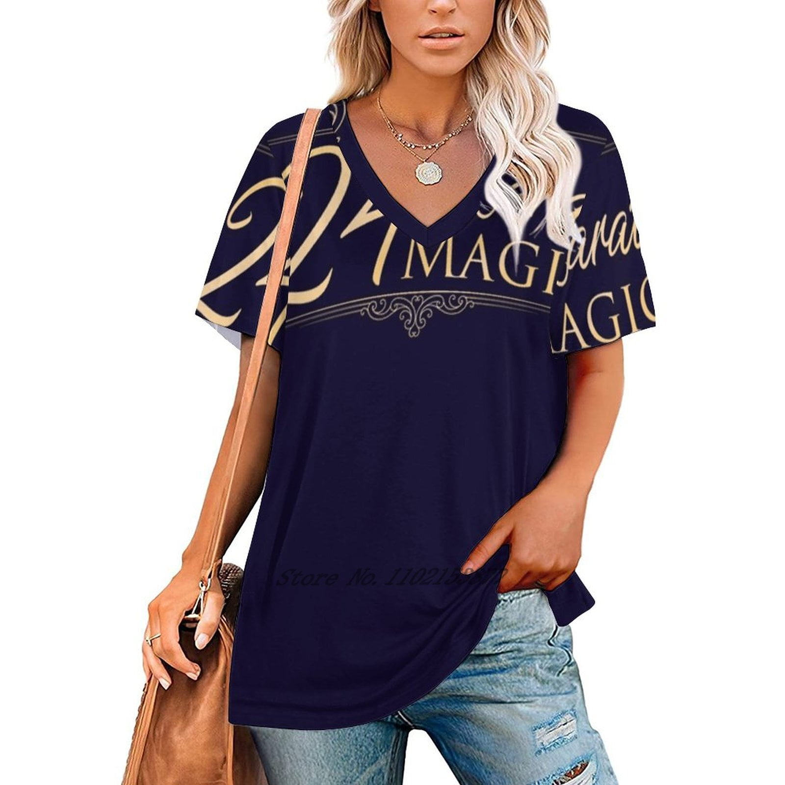 24 Karat Magic Women'S Clothing V-Neck Tops Zipper Tee Ladies Casual ...