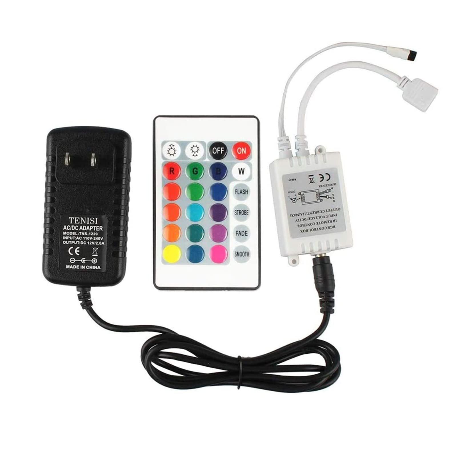24 Key LED Strip Controller, Wireless Rectifier Control Box, IR Remote ...