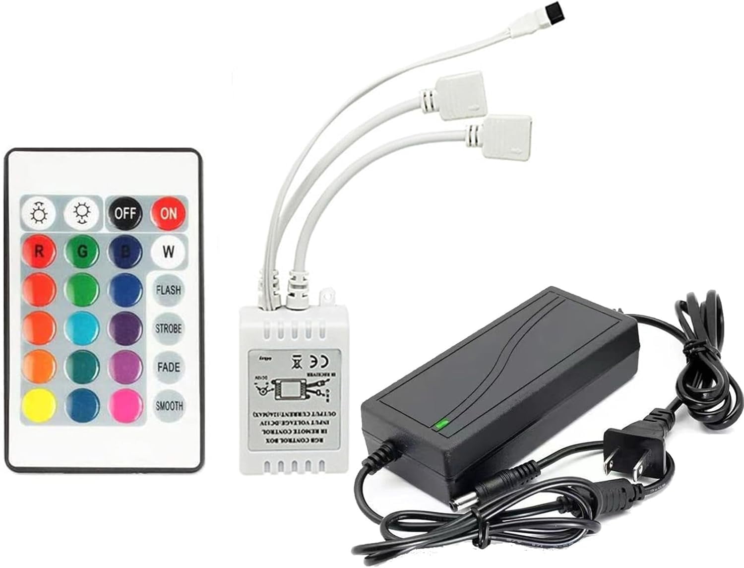 24 Key LED Strip Controller, Wireless Rectifier Control Box, IR Remote ...