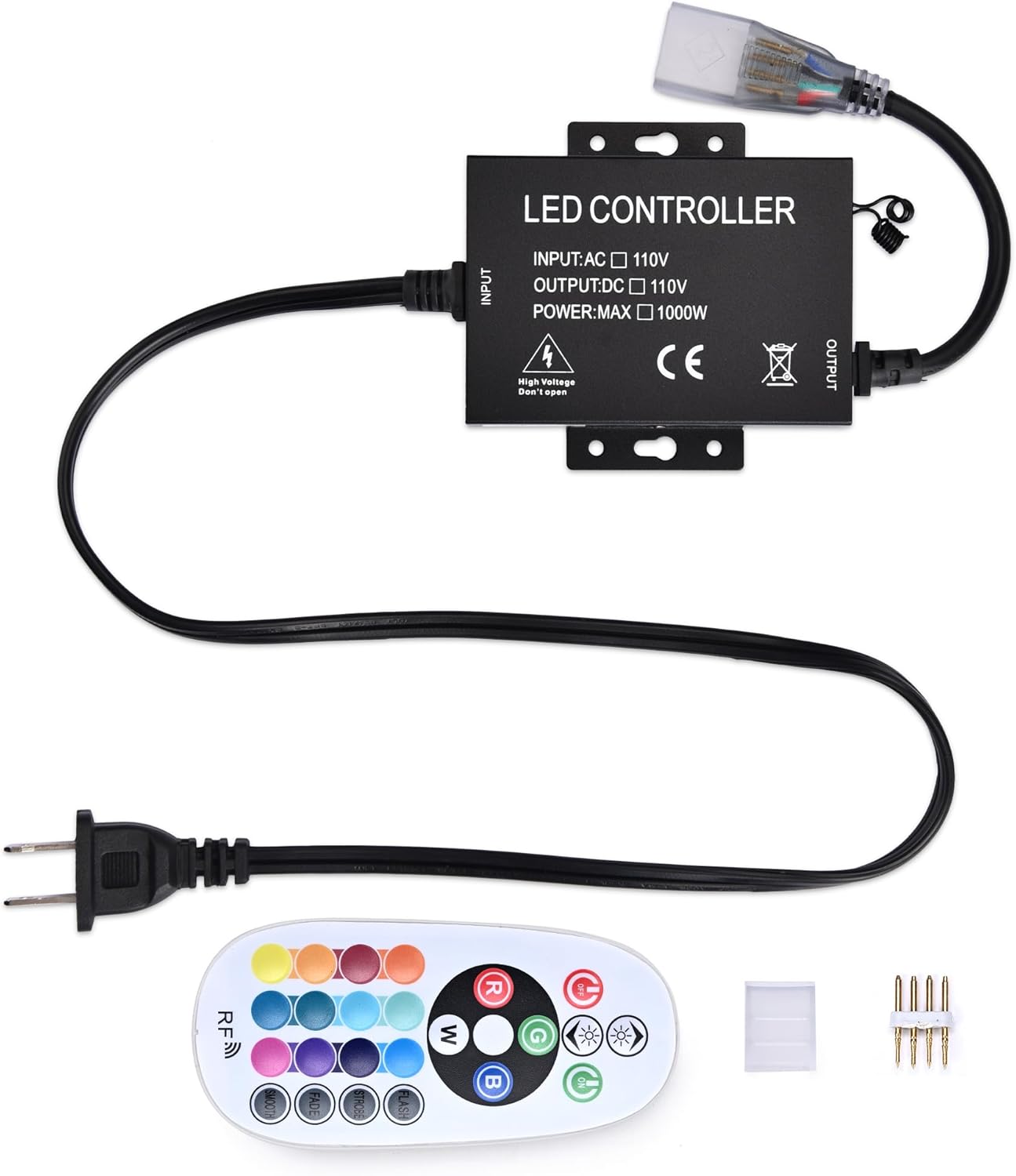 24 Key Remote Control Replacement for RGB Neon Rope Light Flexible LED ...