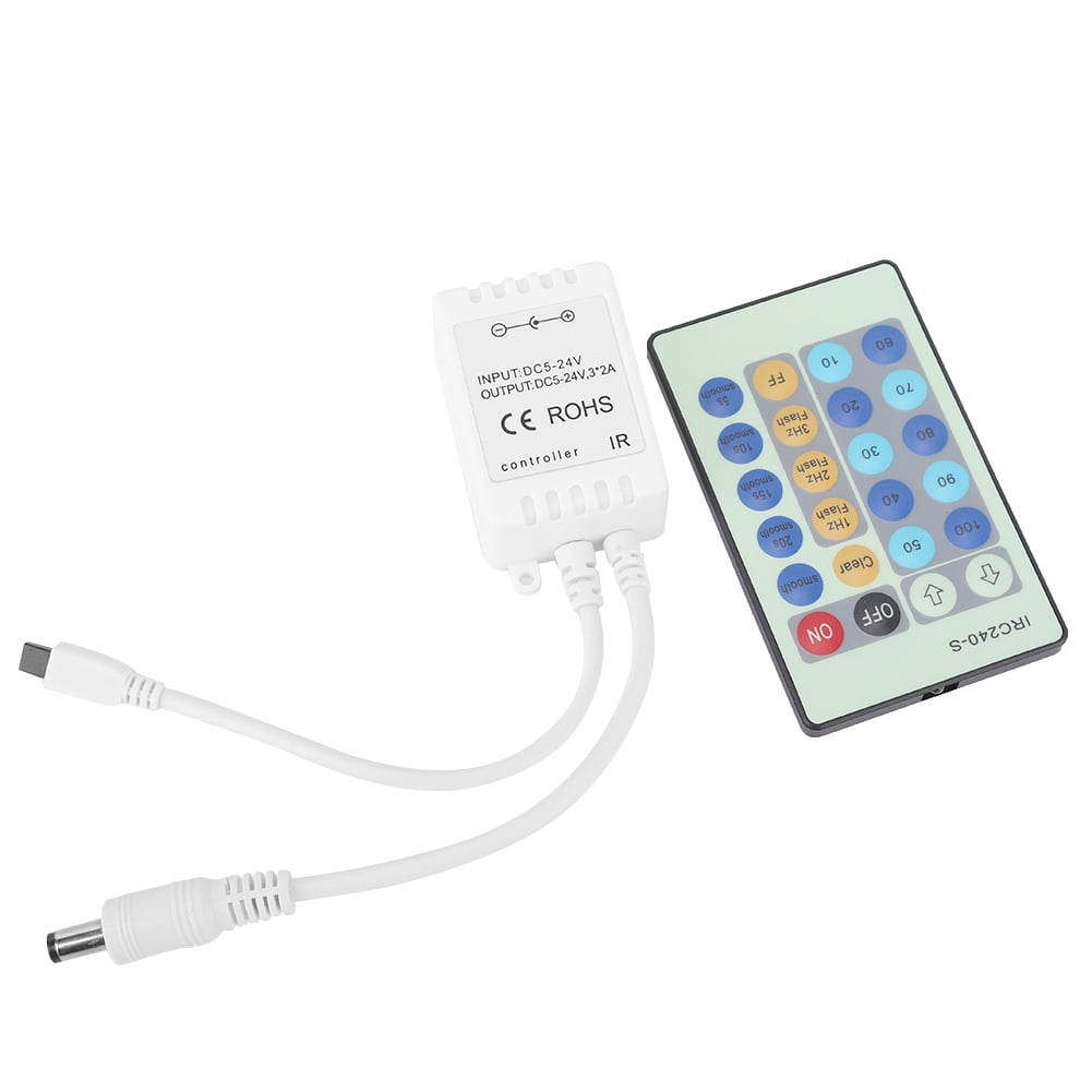 24 Keys Single Color Infrared Wireless LED Light Controller for LED ...