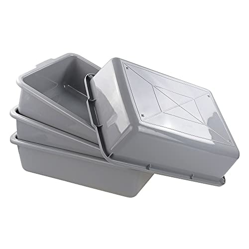 24 L Commercial Bus Box, Plastic Bus Tote, Gray, Pack for 4 - Walmart.com