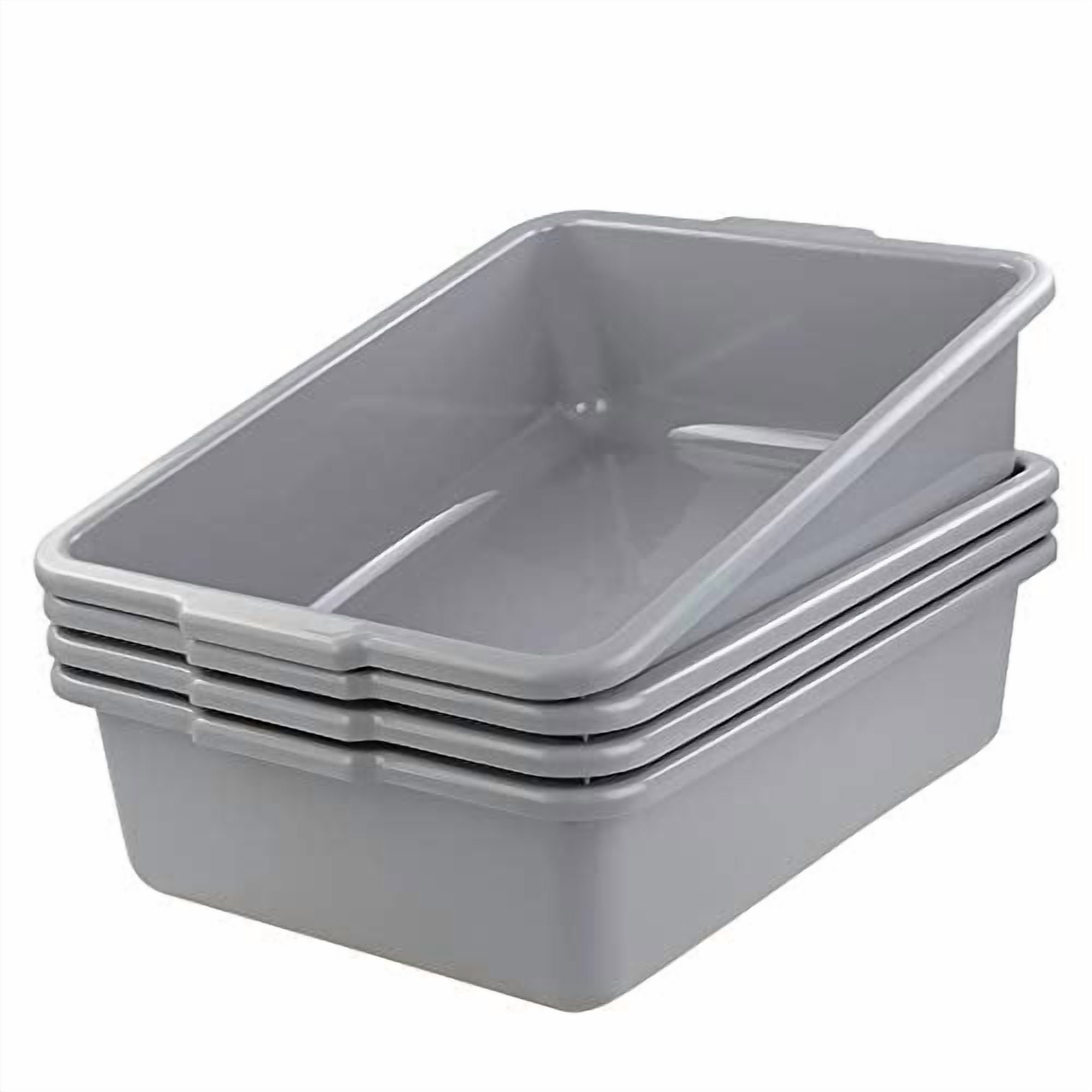 24 L Commercial Bus Box, Plastic Bus Tote, Gray, Pack for 4 - Walmart.com