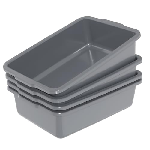 24 L Plastic Bus Box, Commercial Plastic Restaurant Bus Tubs, Gray, 4 ...