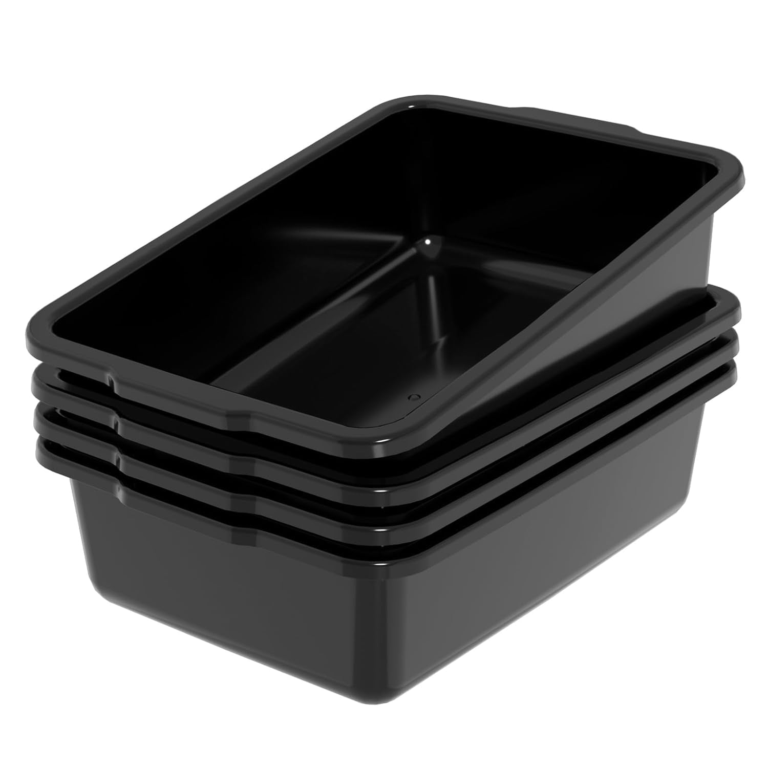 24 L Plastic Commercial Bus Tub, Large Plastic Bus Tub, Black, 4 Packs ...