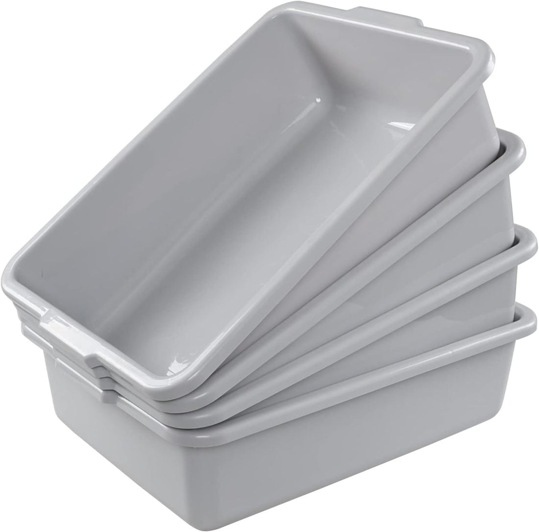 24 L Plastic Commercial Bus Tubs, Large Utility Bus Boxes, 4-Pack ...