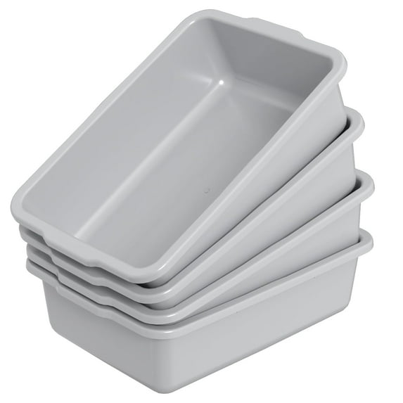 24 L Plastic Utility Bus Tub, Bus Box, Dish Bus Tub, Gray, 4 Packs ...