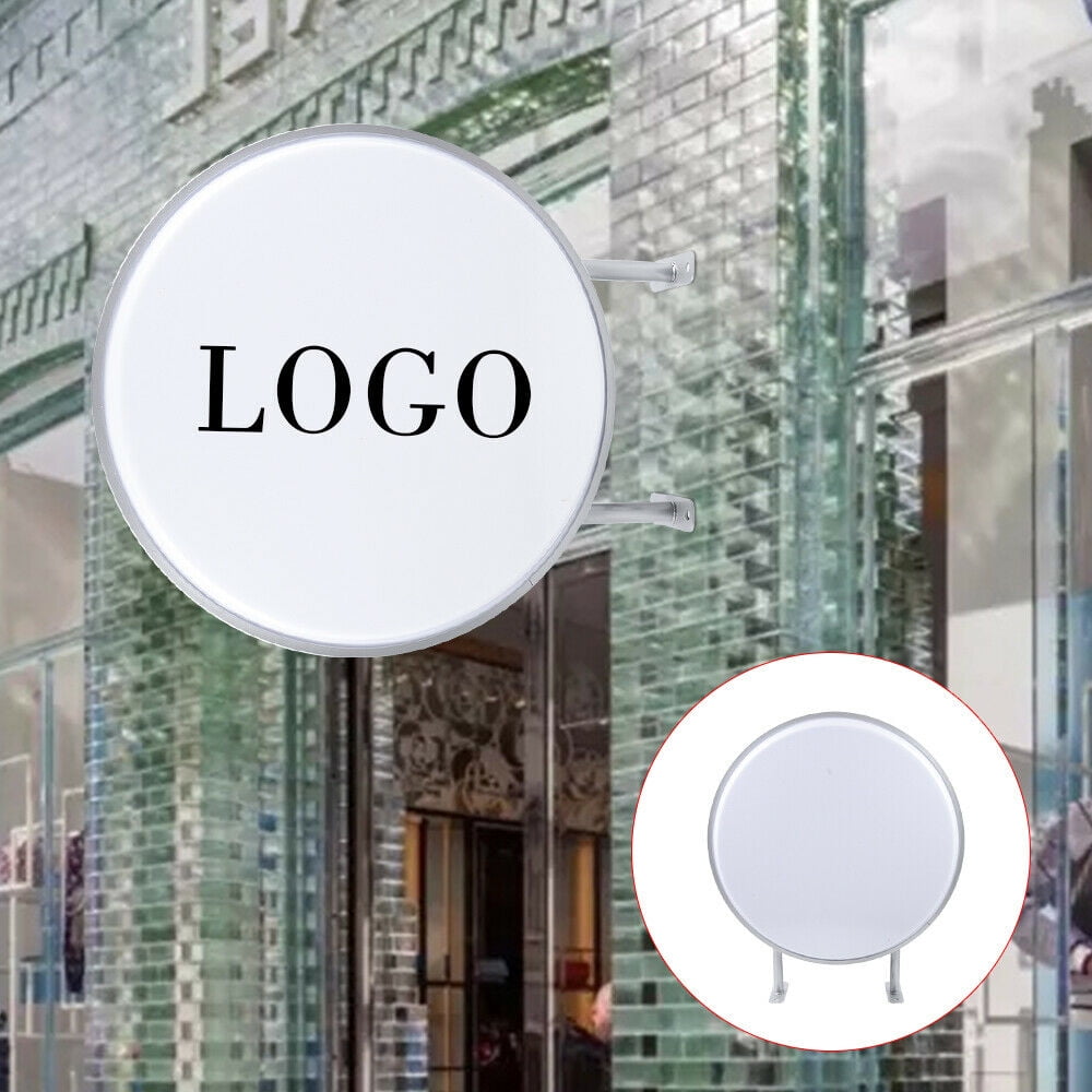 24" LED Double Sided Advertising Projecting Light Box Sign Round ...