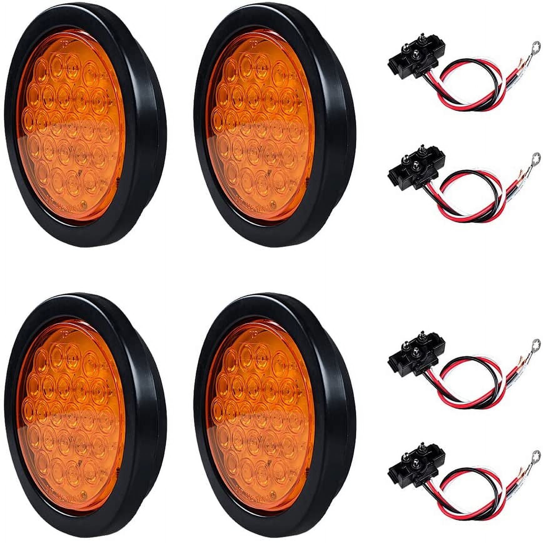 24-LED Round Truck Trailer UTE UTV Stop Tail Brake Reverse Light (Amber ...