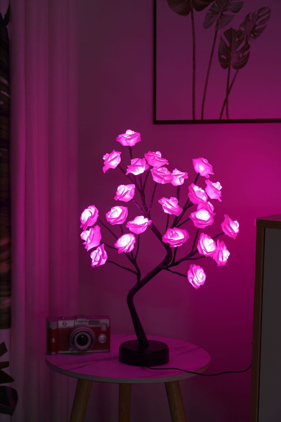 24 LEDs RGB Rose Lamp,Color Change 24 Led Rose Tree Light,Remote ...