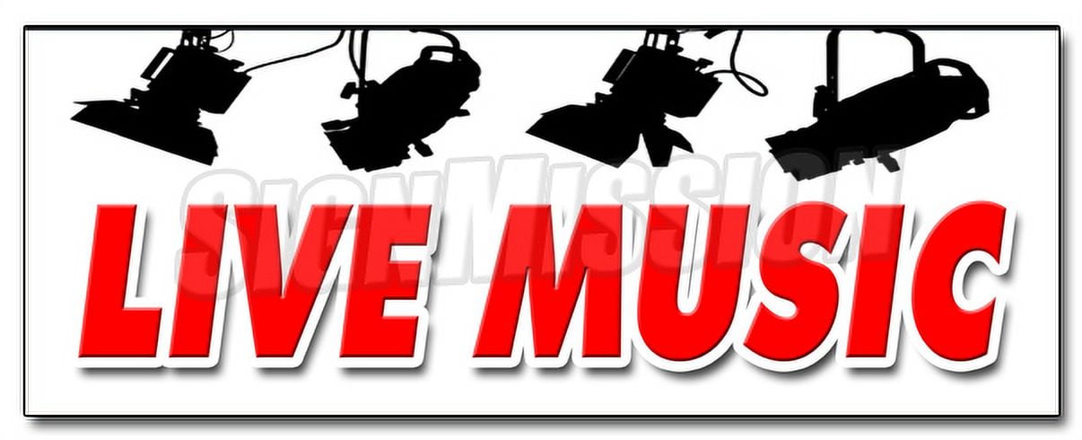24" LIVE MUSIC DECAL sticker band trio rock and roll swing no cover ...