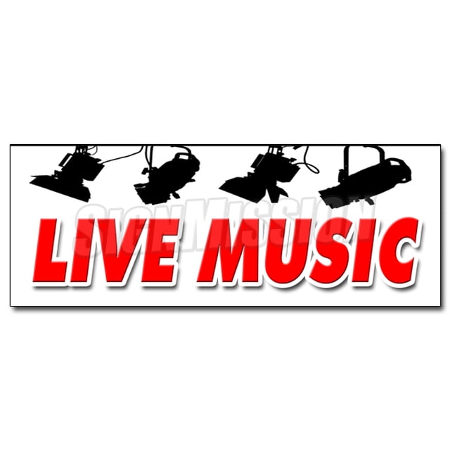 24" LIVE MUSIC DECAL sticker band trio rock and roll swing no cover ...