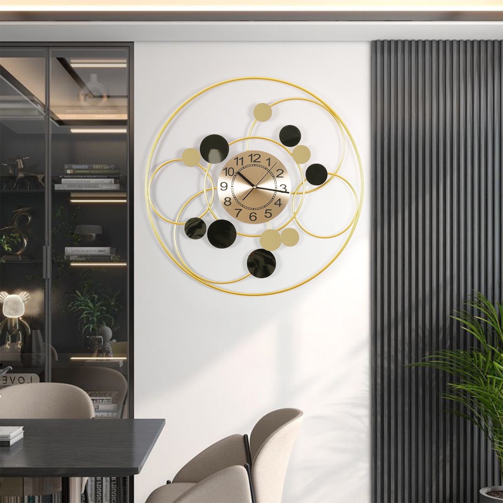 24" Large 3D Morden Wall Clock Battery Operated Metal Clock Watch ...