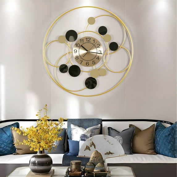 24" Large 3D Morden Wall Clock Battery Operated Metal Clock Watch ...