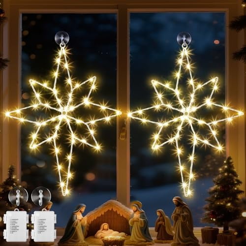 24 Large Christmas Window Light Decorations, 8 Modes Christmas ...