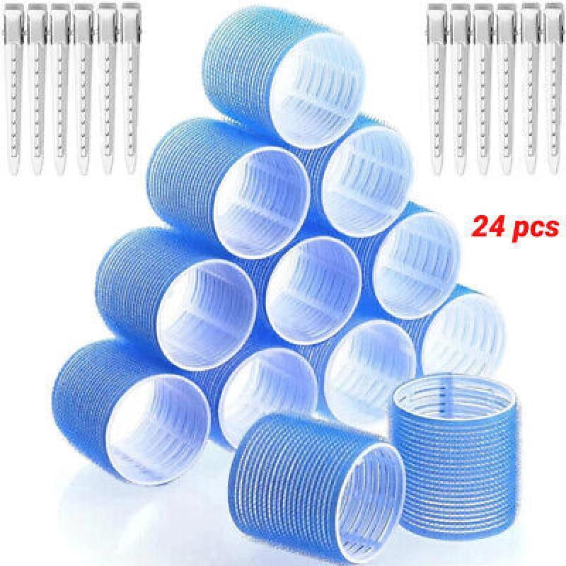 24 Large Hair Rollers Set, Jumbo Rollers and Clips for Long Thick Hair ...