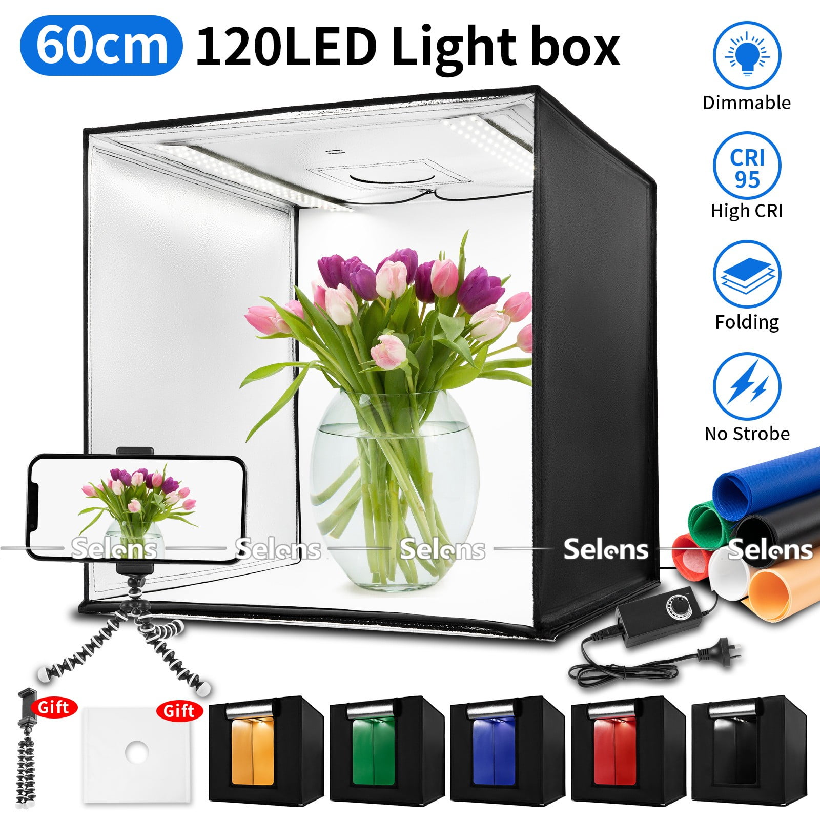 24" Large LED Light Box Photo Tent Portable Photography Studio Shooting ...