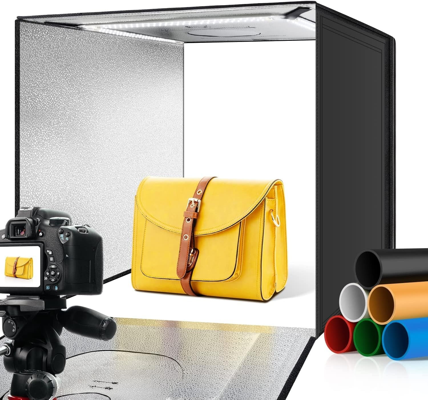 24" Large LED Photo Light Box Tent Folding Photography Studio 6 ...