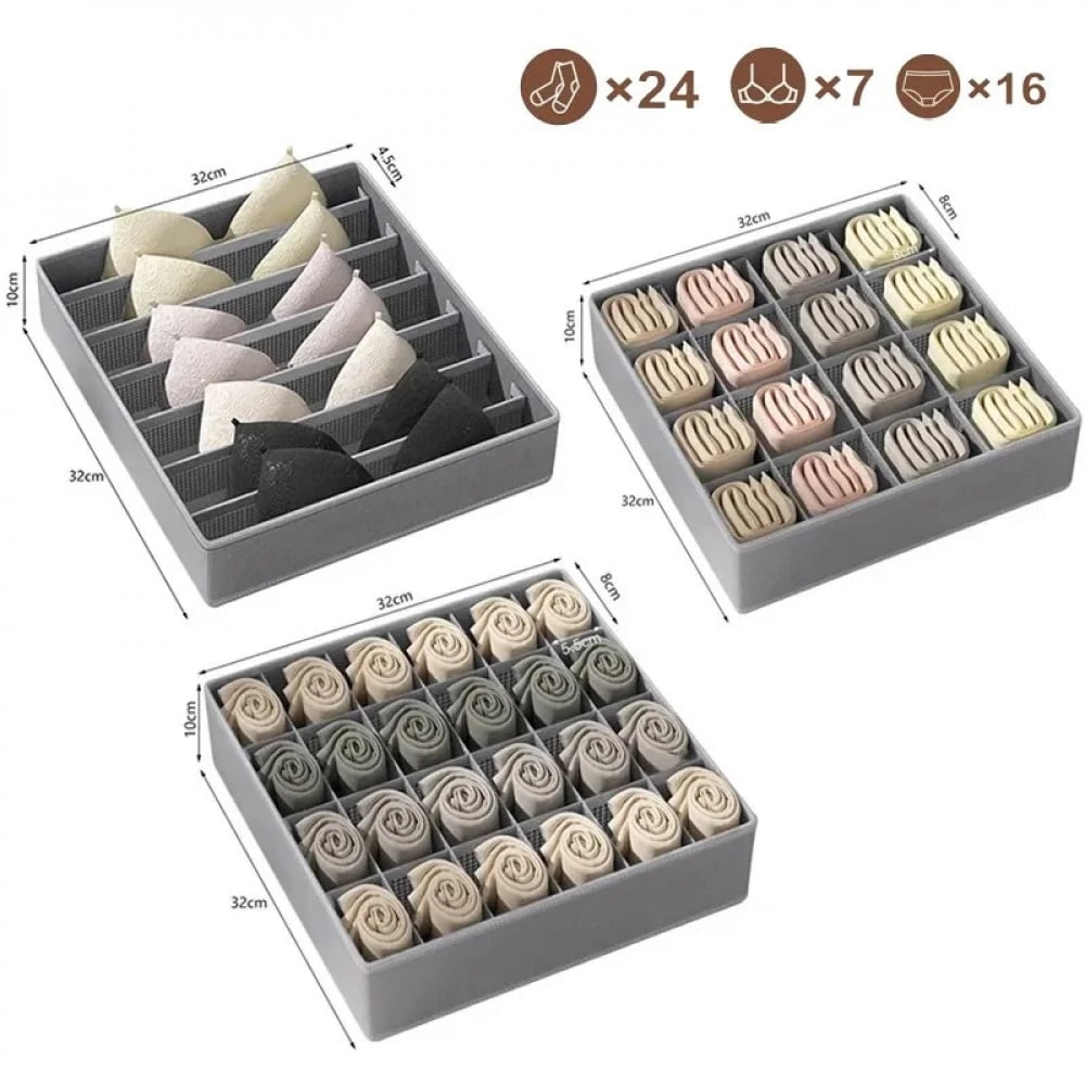 24 Lattice Underwear Storage Boxes Socks Clothes Bras Organizer Non ...