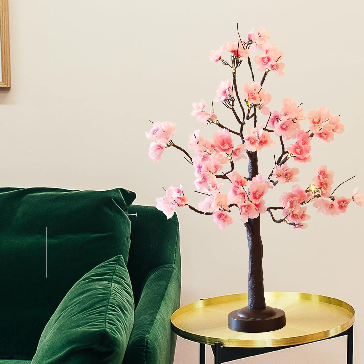 24 Led Pink Cherry Blossom Tree Light 18 Inches Artificial Tabletop ...