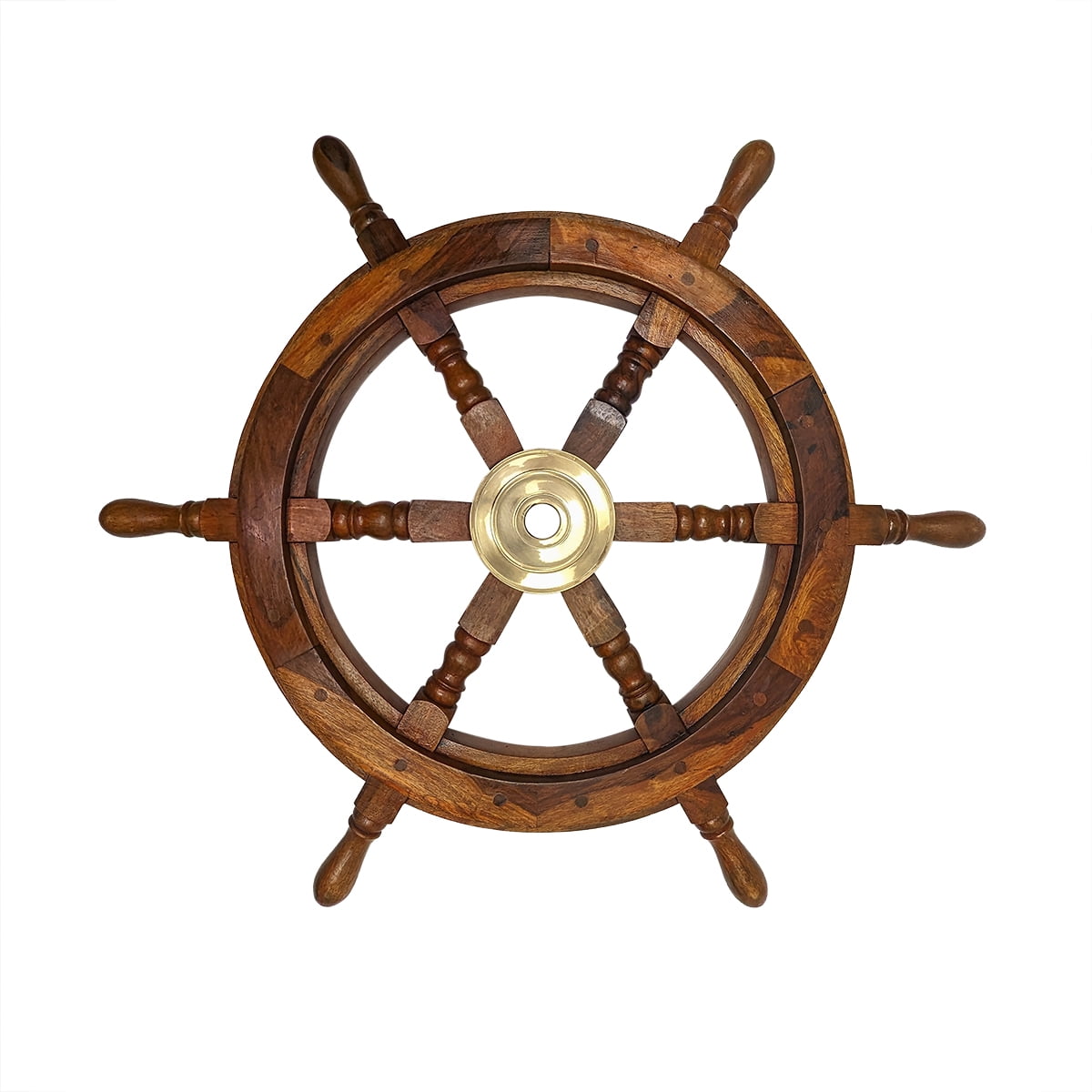 24" Life Size Ships Wheel Antique Wooden Maritime Decor Captains ...