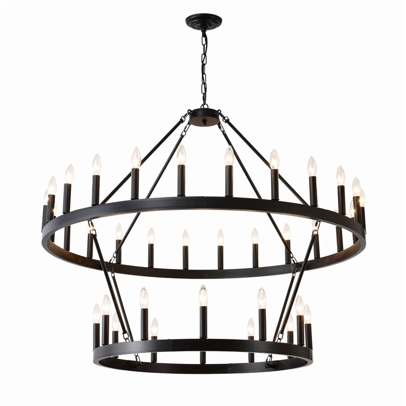 24-Light Black Chandelier Industrial Iron Candle Chandelier Modern ...