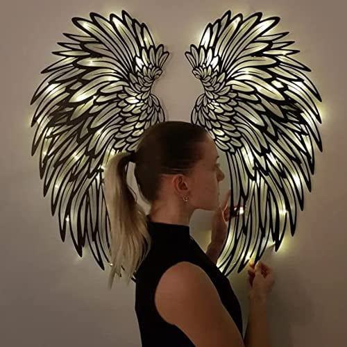 24" Lighted up Angel Wings Wall Art, 3D Wings Wall Decor with LED ...