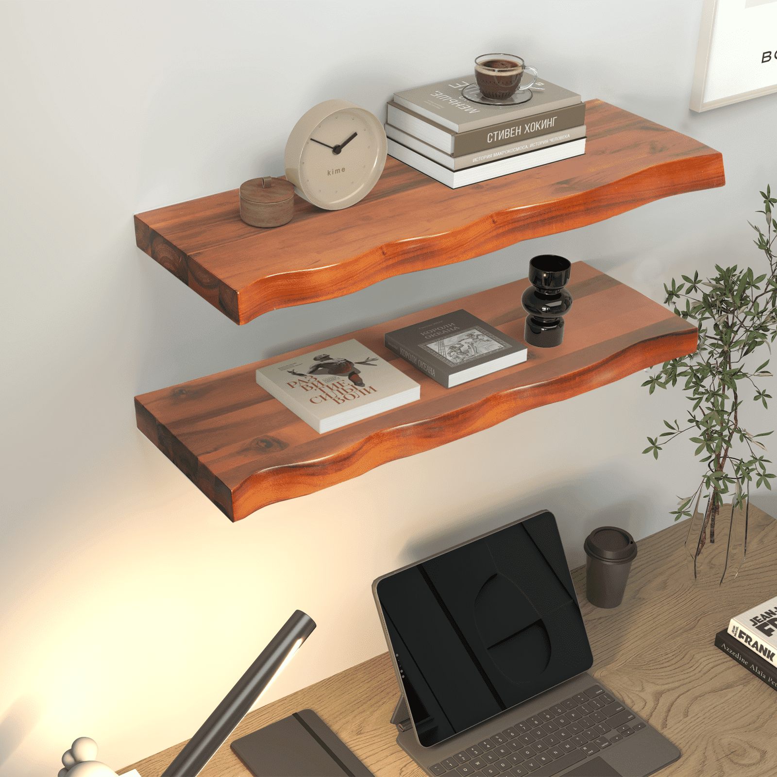 24'' Live Edge Floating Shelves Set of 2 - Thick and Heavy Floating ...