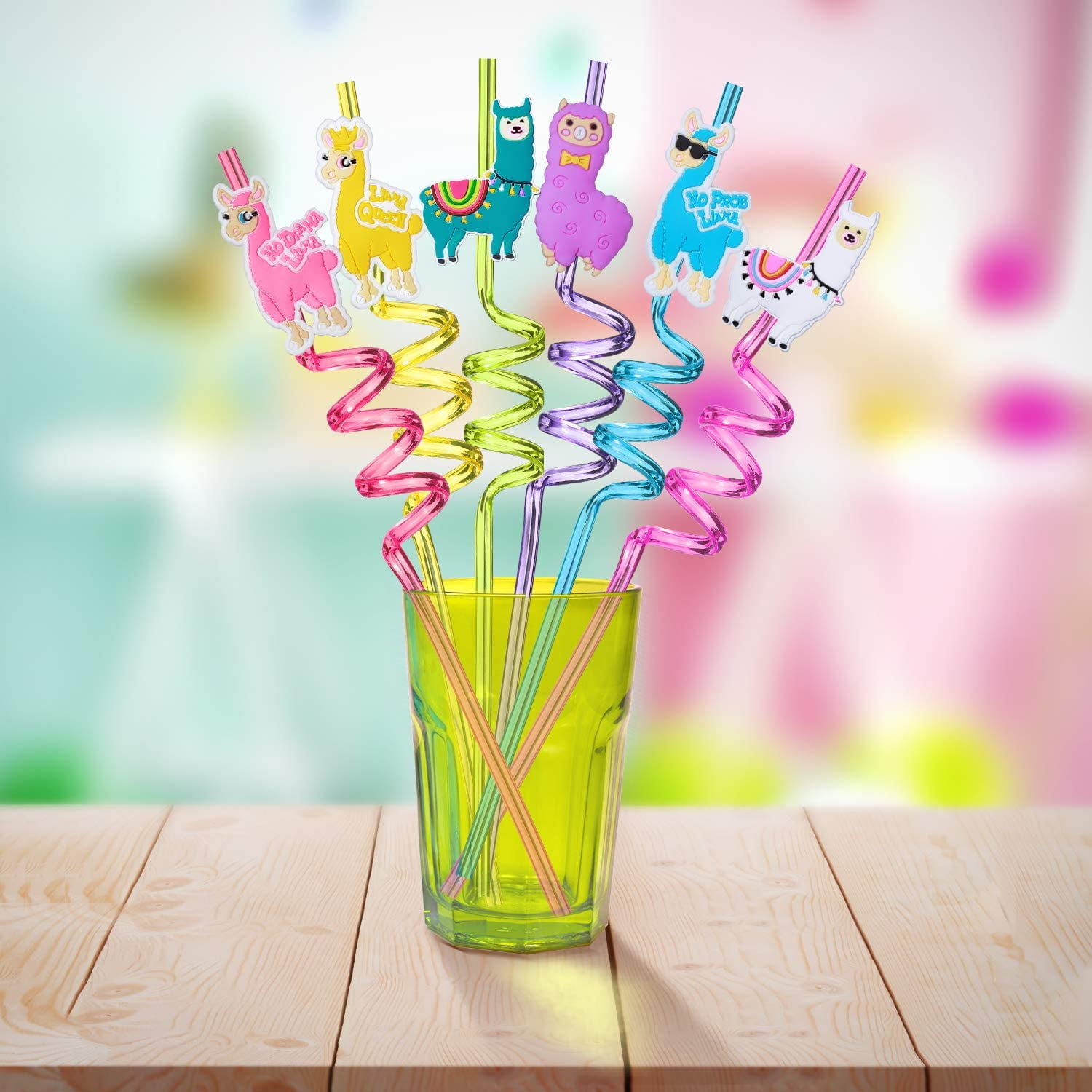 24 Llama Straws Party Favors for Llama Alpaca Birthday Party Supplies ...