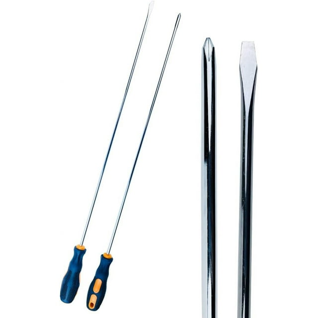 Long 2 Pc Extra Long Screwdriver Set W/ 20" Shank || Phillips & Slotted ...
